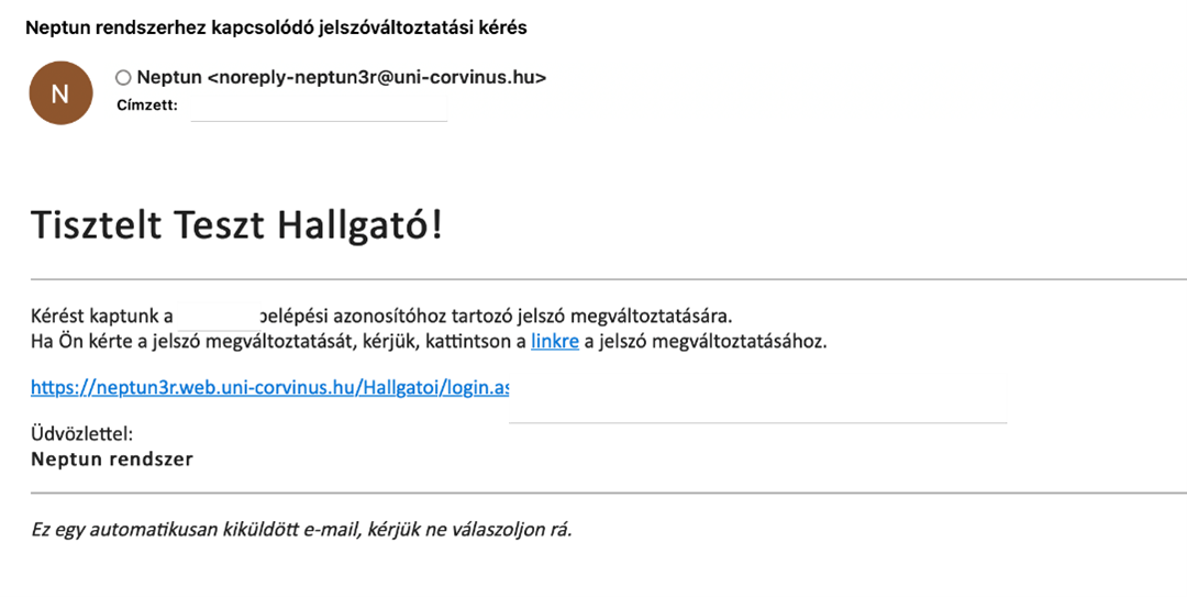 Neptun elfelejtett jelszó pótlása - Budapesti Corvinus Egyetem